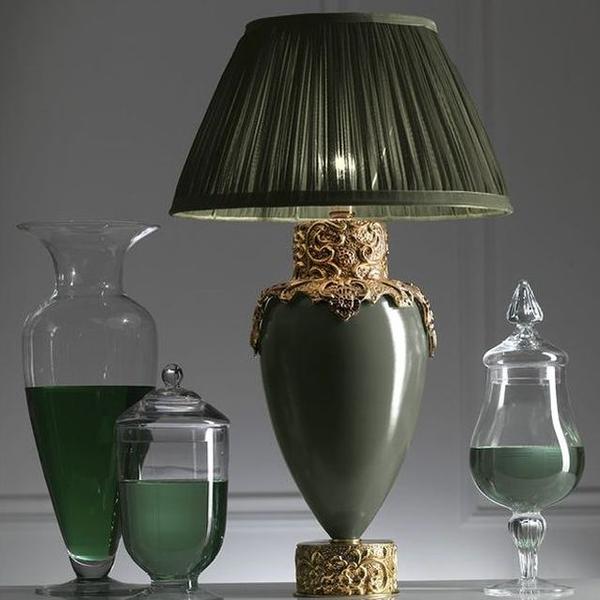 Luxury Italian ceramic table lamp in 4 colours with precious metal pla ...