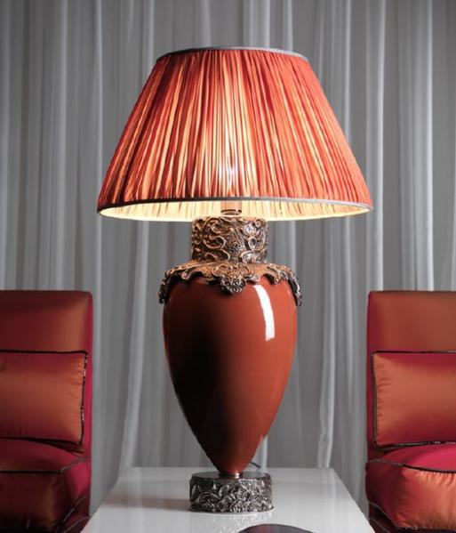 Luxury Italian ceramic table lamp in 4 colours with precious metal pla ...