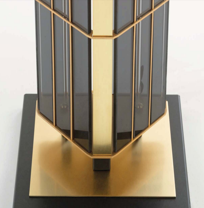 Tall slim modern Italian floor lamp with smart smoked glass diffuser ...