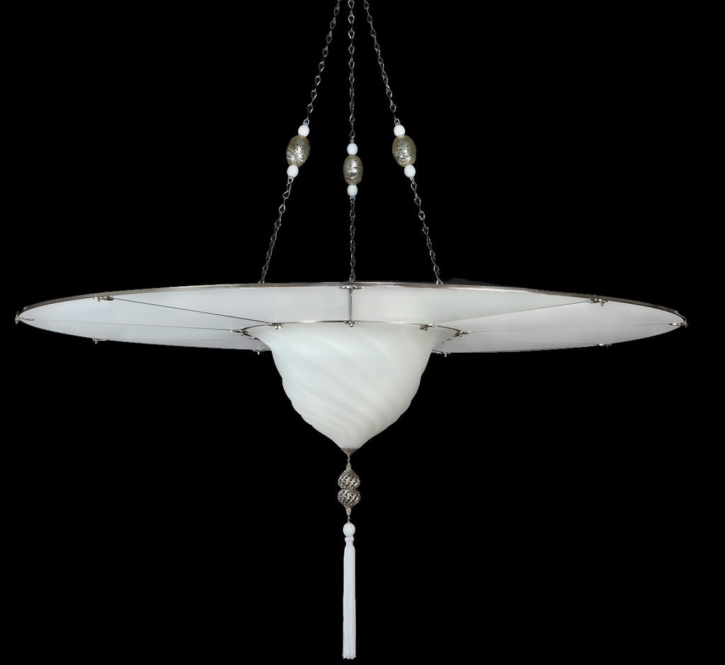 Fortuny style ceiling light in white Murano glass — italian-lighting-center