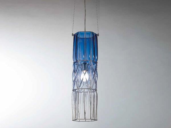 Blue glass centrepiece ceiling light | Blue glass designer ceiling ...