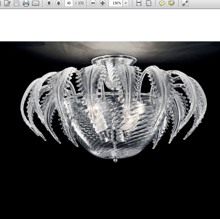 Classic transparent Venetian glass flush ceiling light with typical le ...